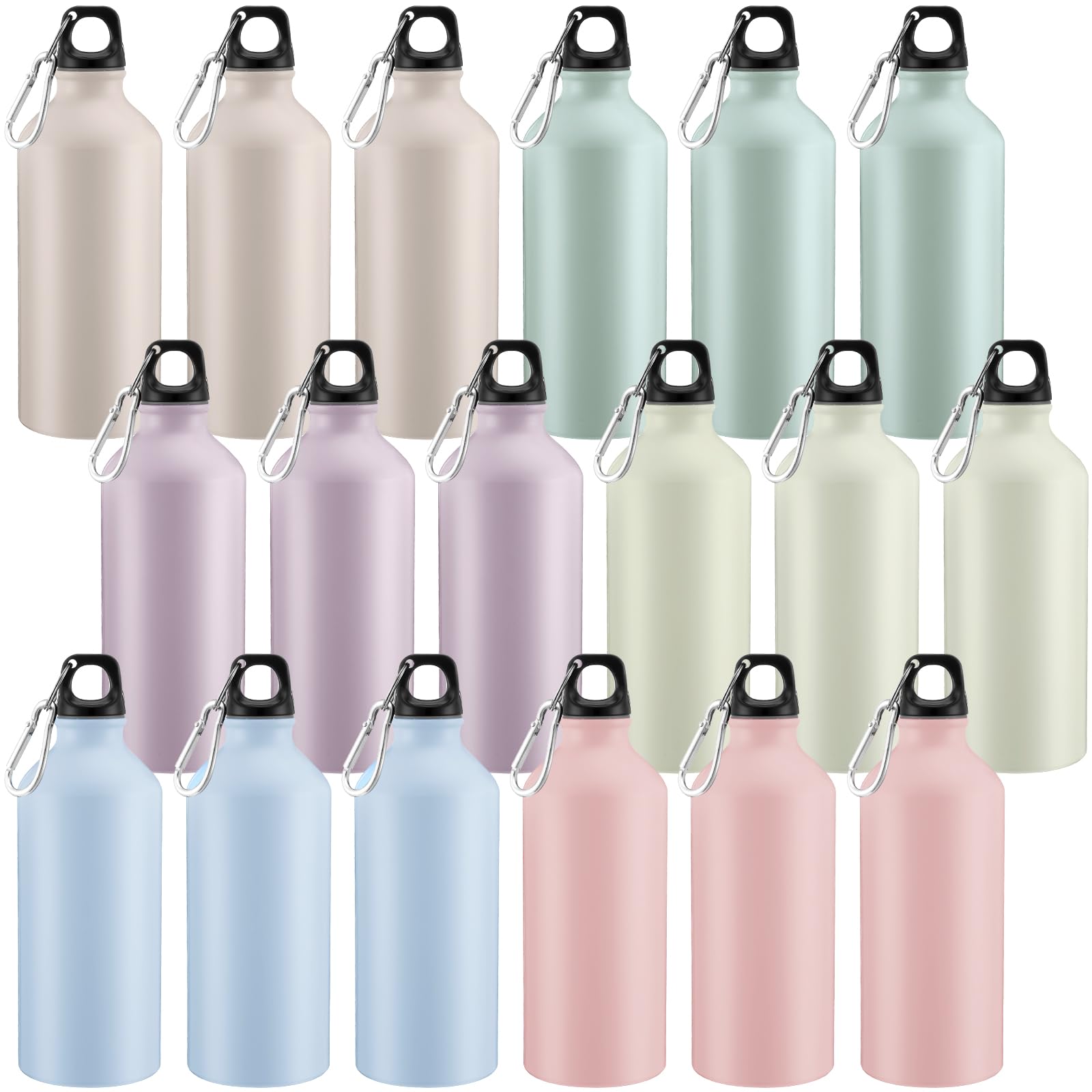 Domensi 18 Pcs 20oz Aluminum Water Bottles Bulk Reusable Water Bottles