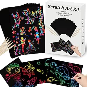 Amazon.com: Scratch Paper Art Set for Kids Rainbow Magic Scratch Off ...