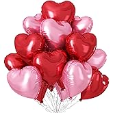 Amazon.com: Red Heart Balloons, 18 Inch Red Heart Foil Balloon Helium ...