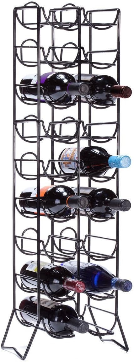 Oenophilia Slim Wine Rack with Narrow Footprint. Black Metal 18 Wine ...