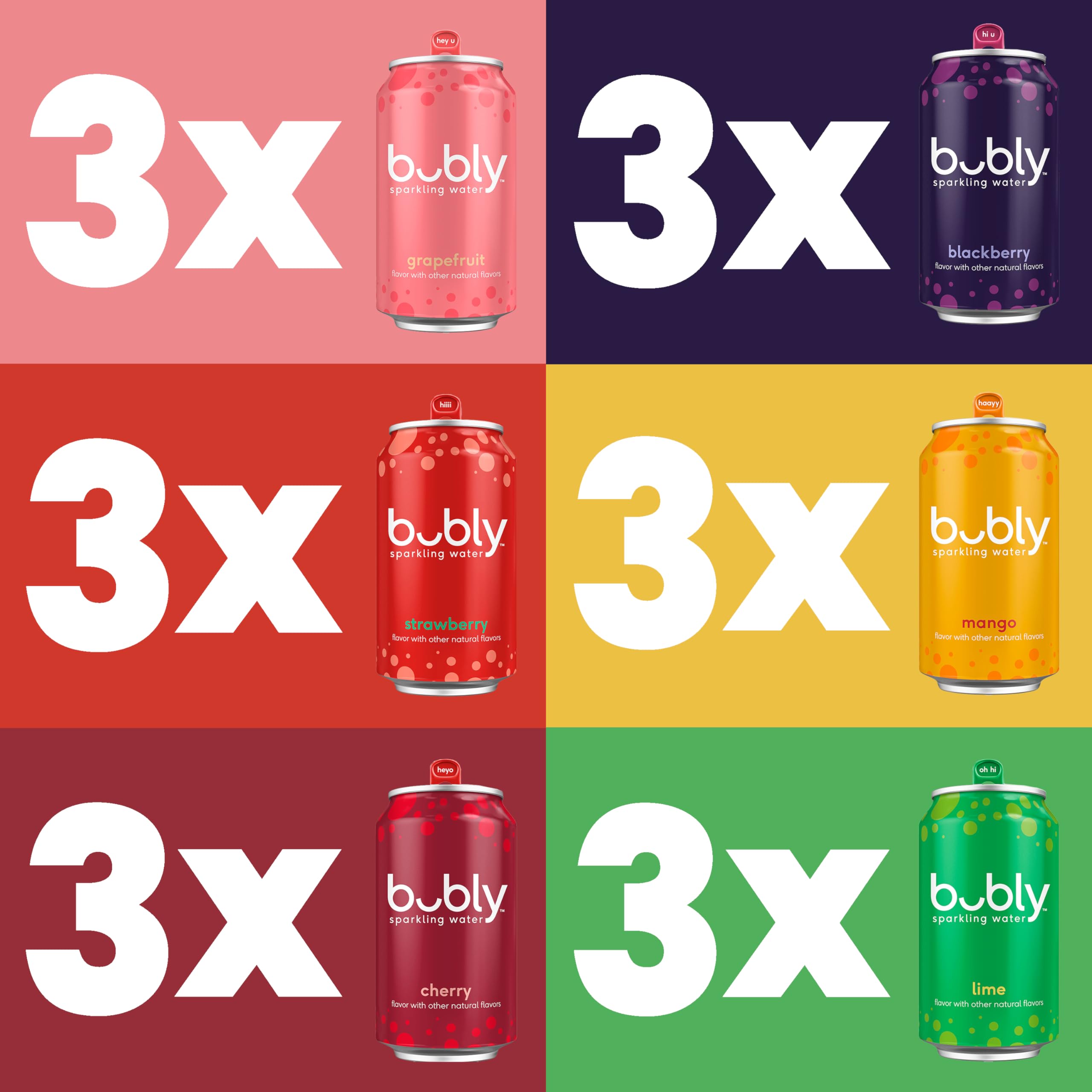 Mua Bubly Sparkling Water, 6 Flavor Variety Pack (Blackberry, Lime ...