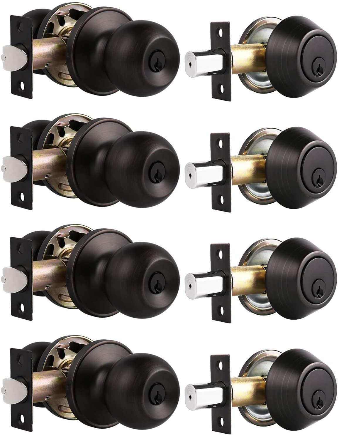 Mua Entry Door Locksets with Single Cylinder Deadbolt, 4 Pack Oil ...
