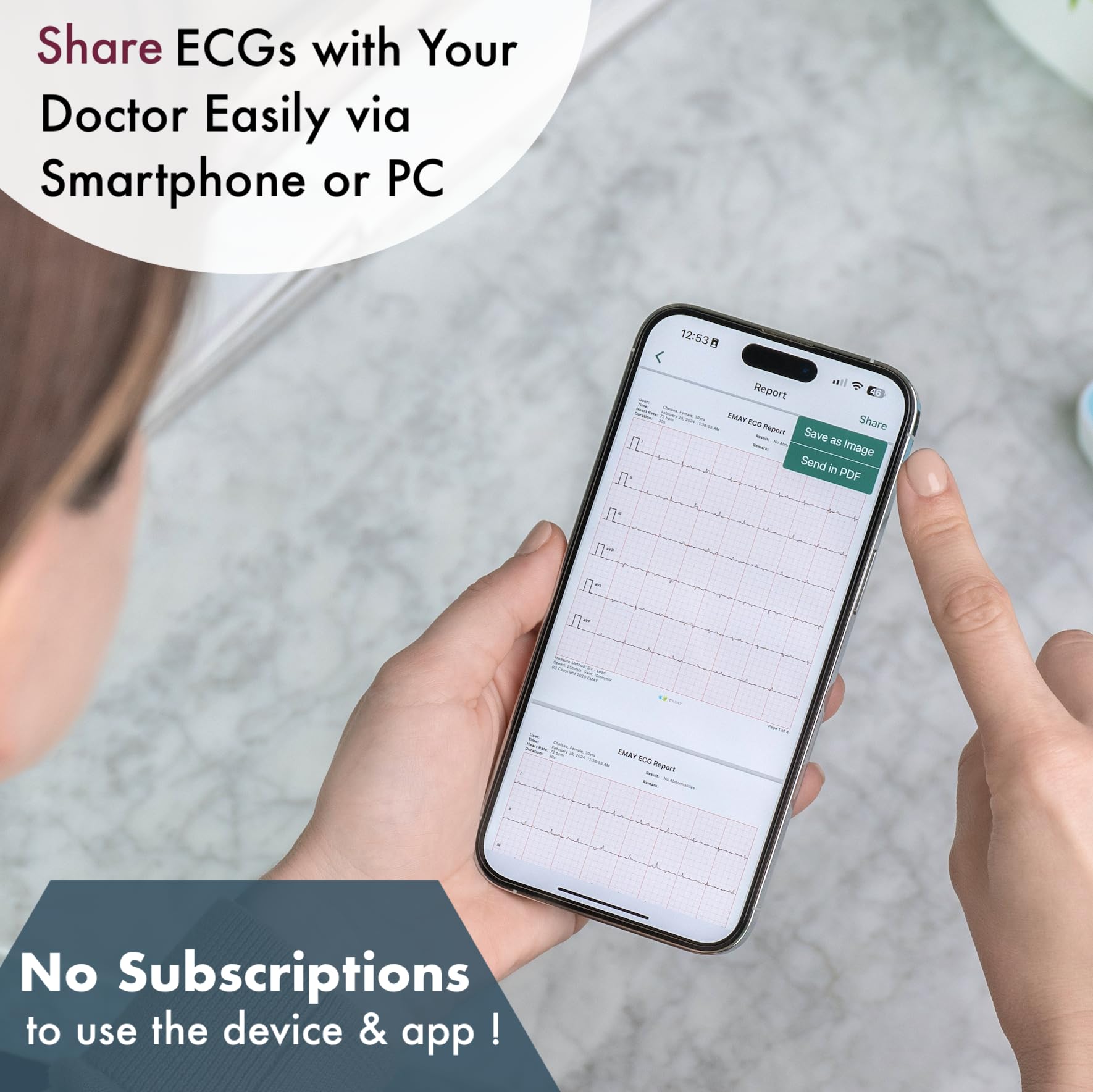 Mua EMAY 6L Portable ECG Monitor | Record ECG and Heart Rate in 6 Channels | Compatible with ...