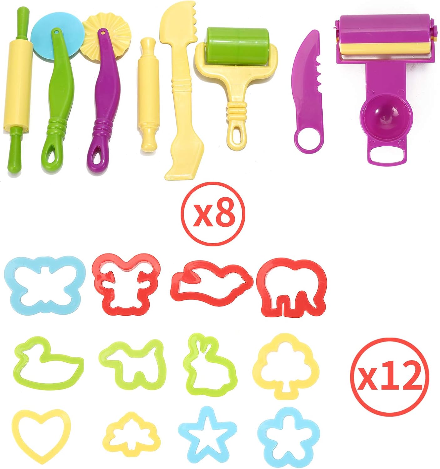 Clay Dough Tools, Playdough Sets Rollers Molds Plastic for Kids Play ...