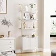 Amazon.com: 3 Tier White & Gold Ladder Shelf with Storage Cabinet ...