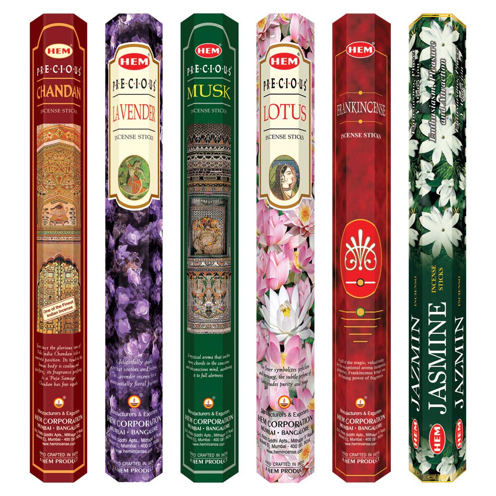 Hem Precious Combo Incense Sticks - Pack of 6 Essences (20 Sticks Each ...