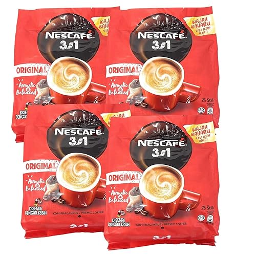 4 Packs Nescafe 3-in-1 ORIGINAL Premix Instant Coffee Single Serve ...