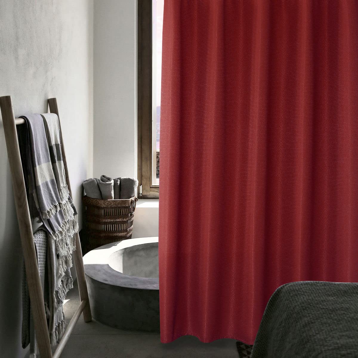 SPXTEX Red Shower Curtains 84 inches Long Waterproof Fabric Farmhouse ...