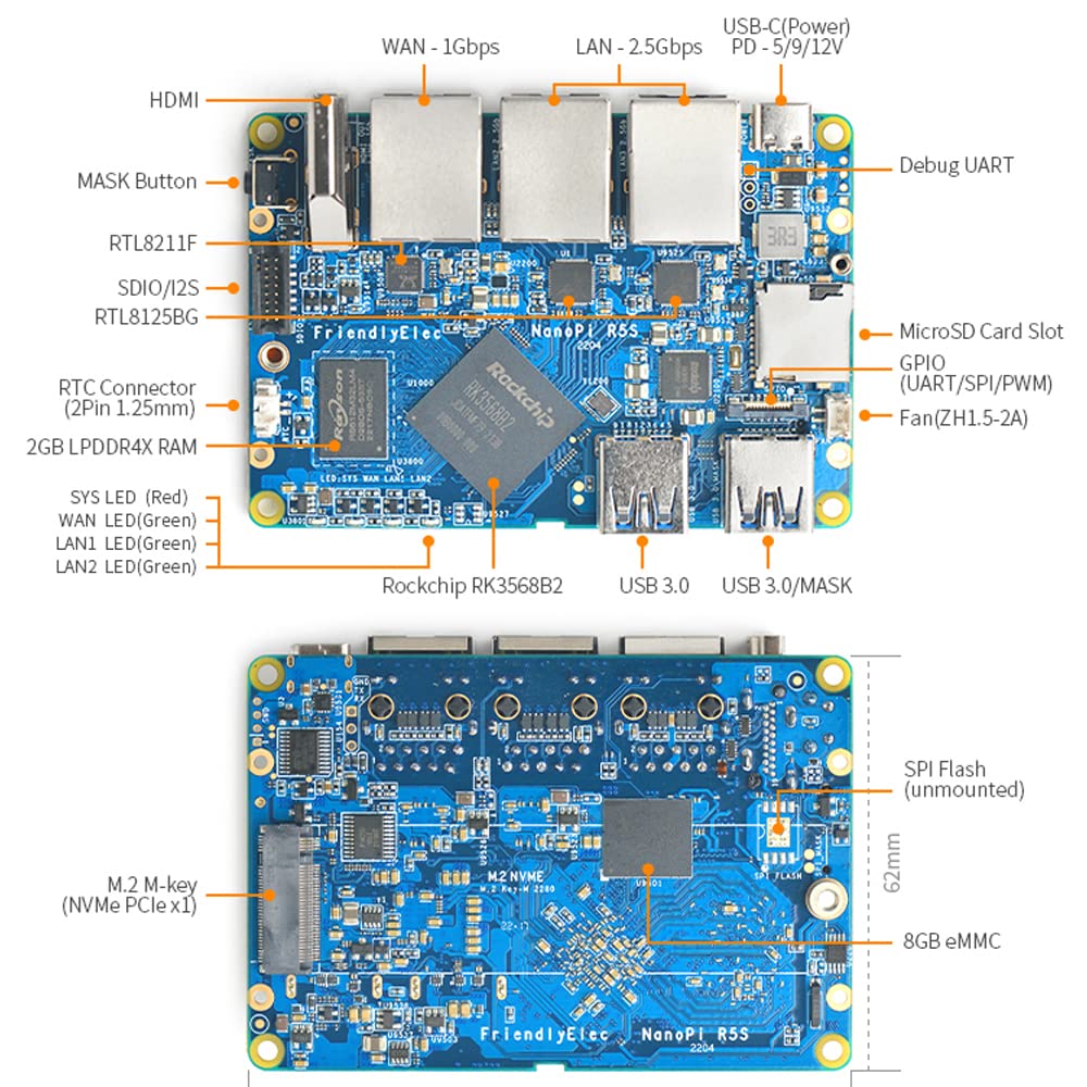 Mua Nanopi R5S Travel Mini VPN Router OpenWRT Single Board Computer ...