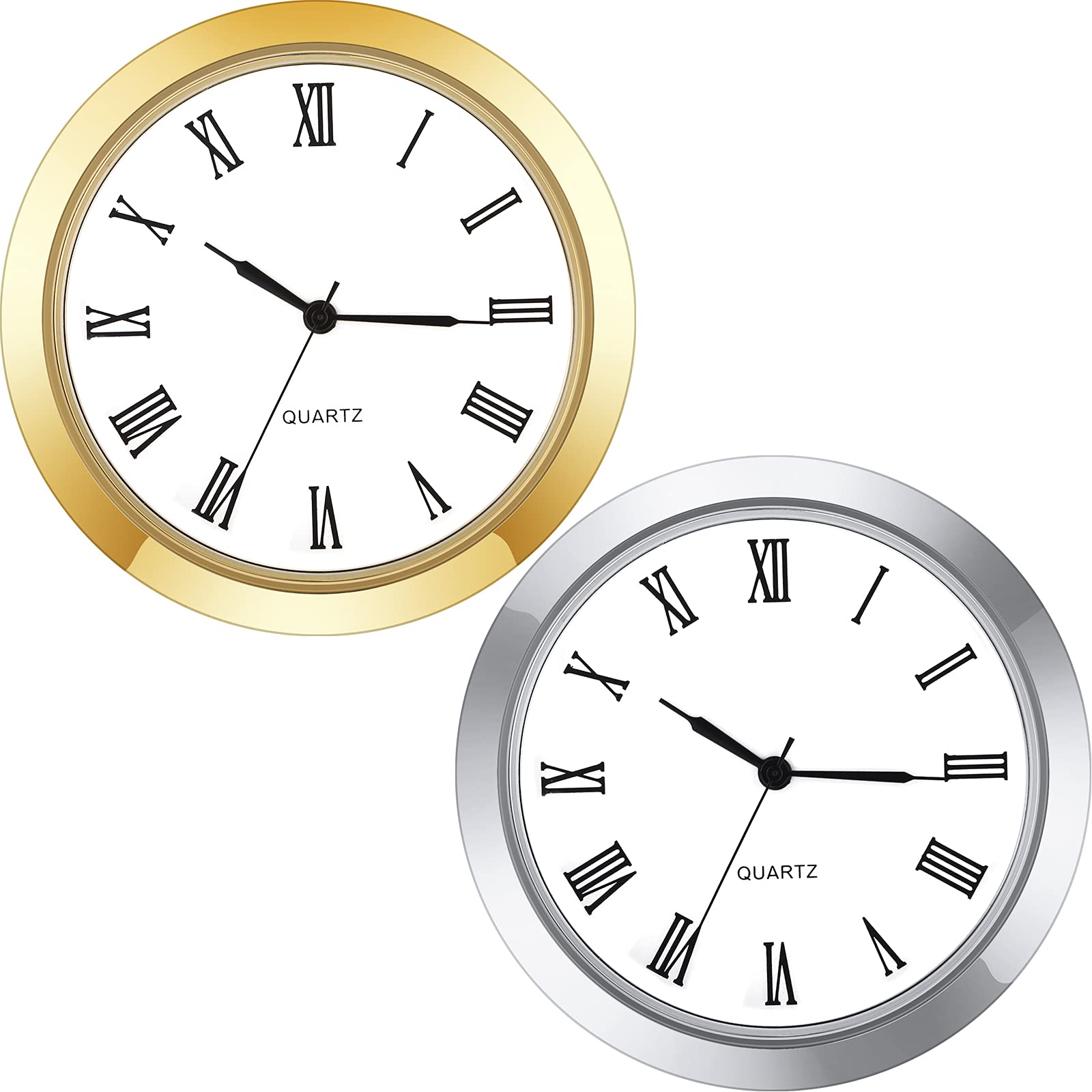 Outus 2 Pack 1.5 Inch Round Quartz Clock Insert with Roman Numerals Fit ...