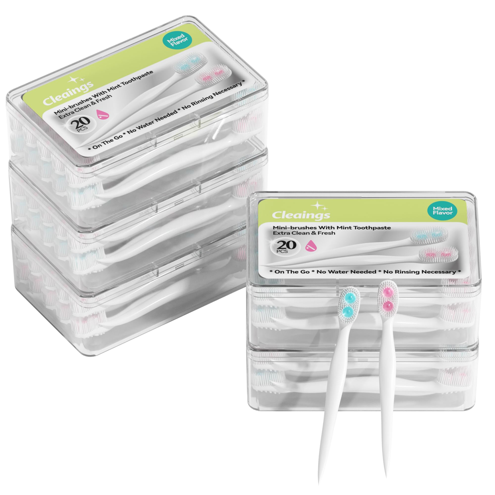 cleaings® Mini Brushes-Disposable Toothbrushes with Double Cleaning ...