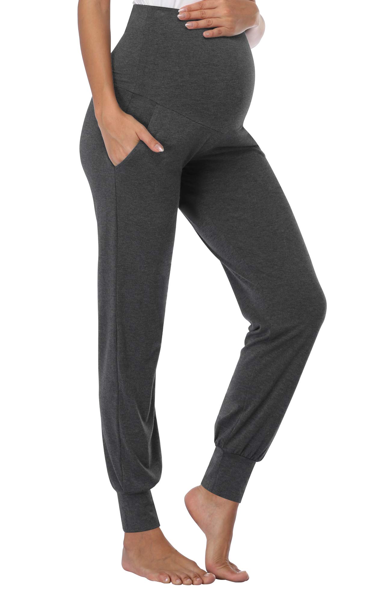 PACBREEZE Women's Maternity Pants Lounge Workout Joggers Over The Belly ...