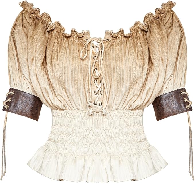 Punk Rave Womens Gypsy Top White Brown Gothic Steampunk VTG Boho ...