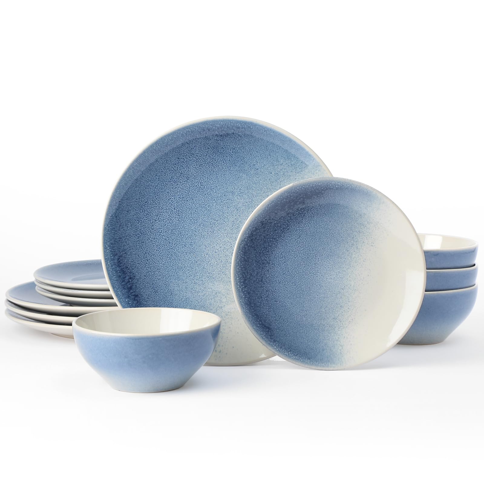 Famiware 12 Piece Dinnerware Sets, Plates and Bowls Sets for 4 ...