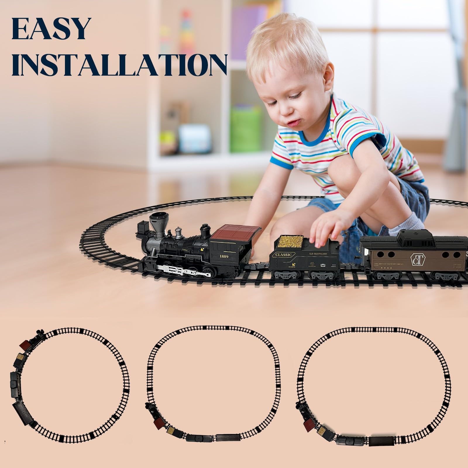Mua OLIUGEI Electric Train Set Steam Train Toys for Boys with Remote ...