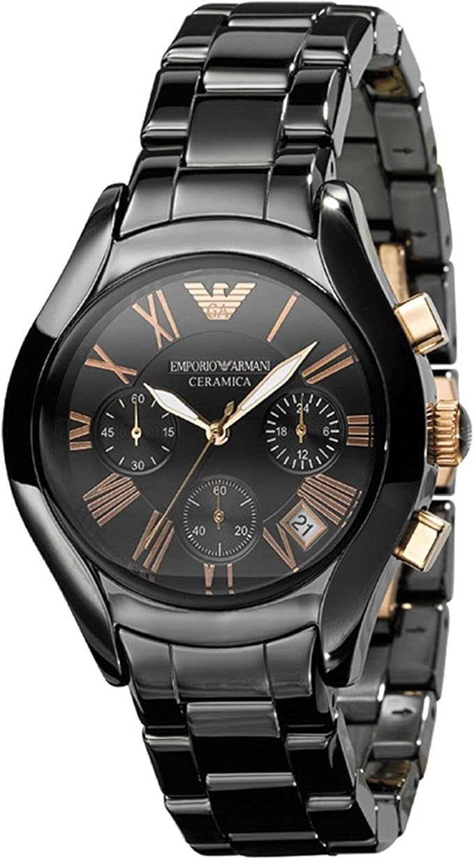 Emporio Armani Womens AR1411 Ceremica Watch Black Bracelet with Black ...