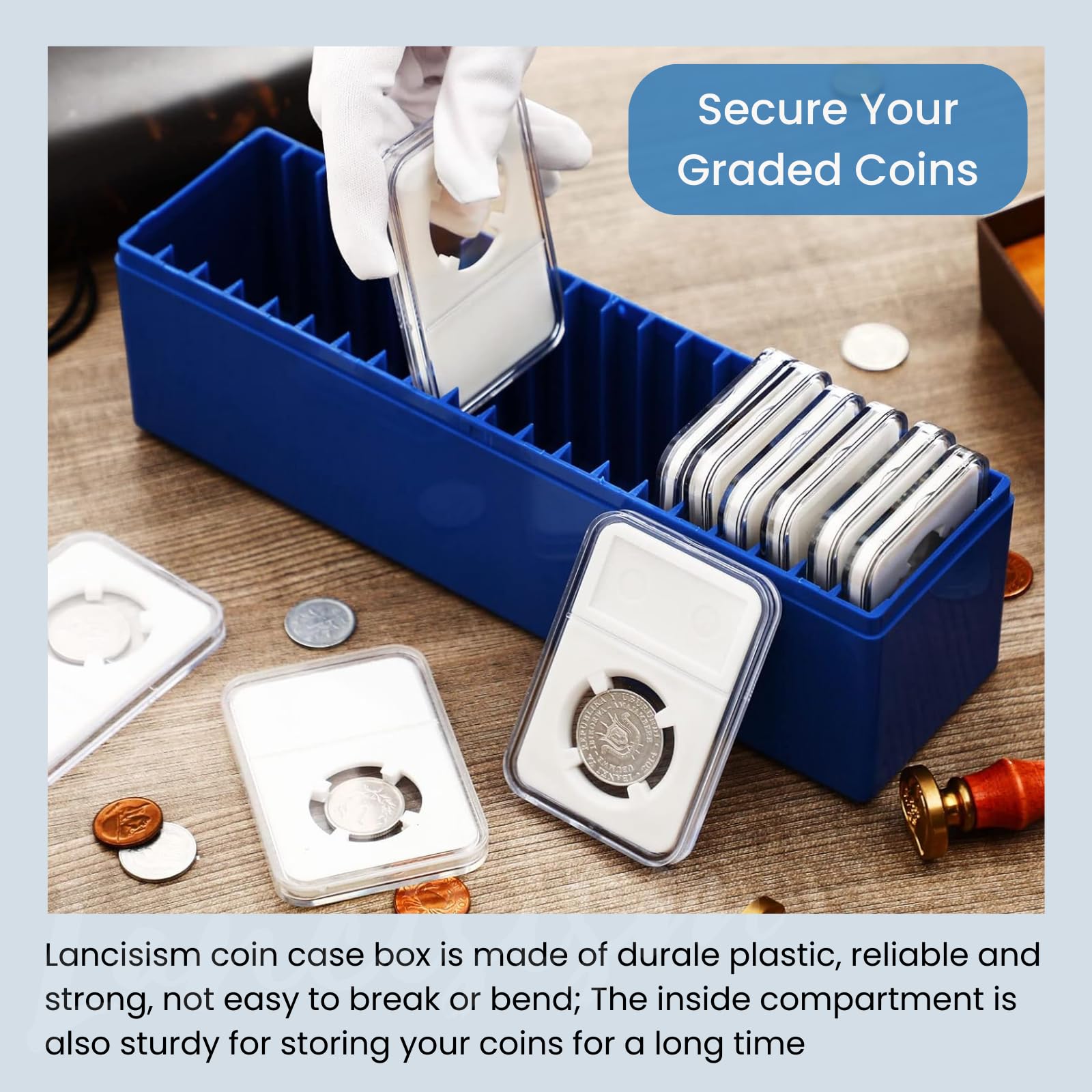 Lancisism 3Pcs Coin Slab Storage Box With Dust Cloth Compatible With 20 ...