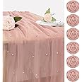Amazon.com: Set of 6 Pearl Table Runner 29 x 120 Inch Dusty Pink Tulle ...