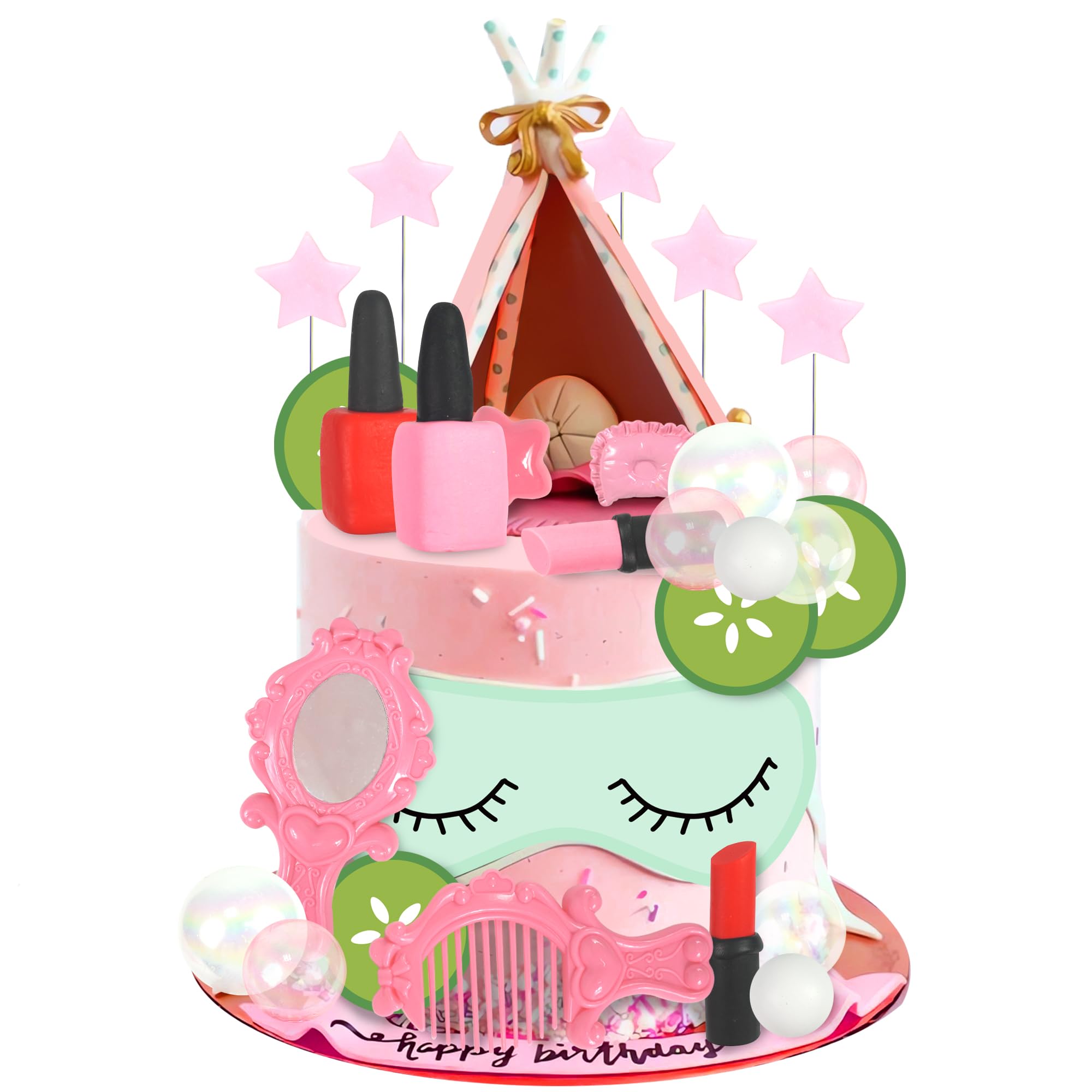Spa Cake Toppers Sleepover Cake Topper Eyeshade Cucumber Slices ...