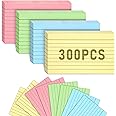 Amazon.com : 300 Count Colored Index Cards, 3x5 Inches Flash Cards, Lined Notecards Ruled Study ...