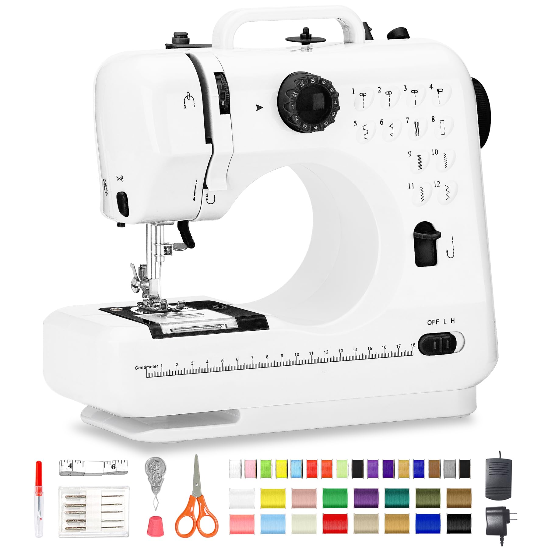 Sewing Machine for Beginners with 12 Built-in Stitches, Mini Sewing ...