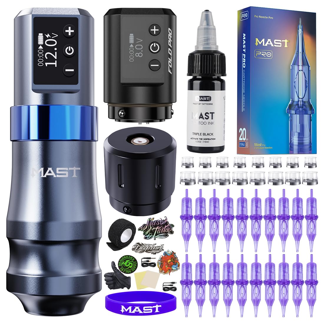 Mast Mini Tattoo Kit, Cordless/Cord Complete Tattoo Gun Machine Kit, 2 ...