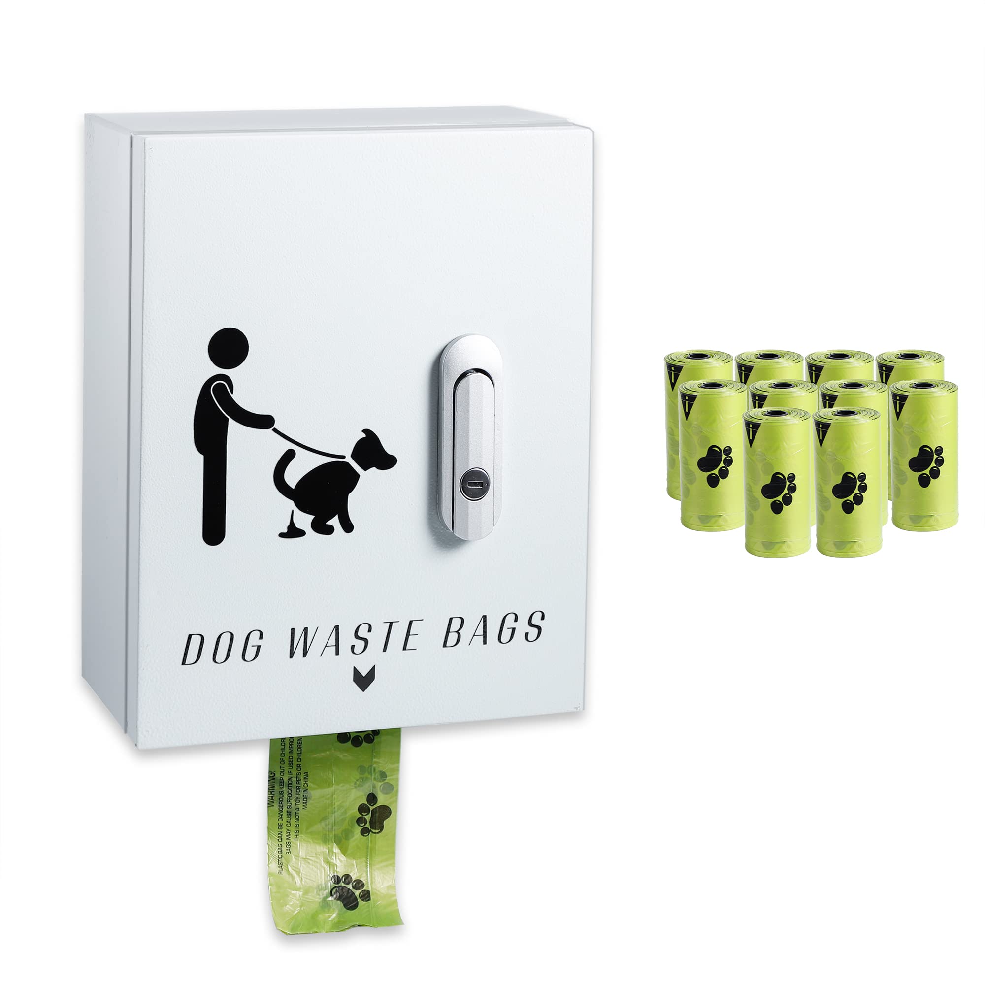 Vonsamge Outdoor Dog Poop Bag Dispenser for Yard, Wall Mount Metal ...