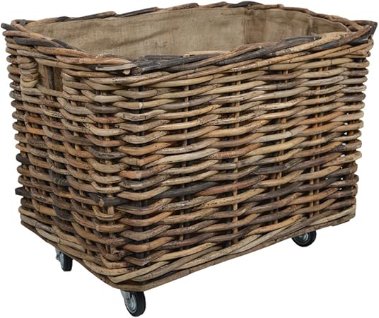 Kubu Rattan Tall Oblong Large Log Basket with Wheels W72 x D42 x H52cm ...