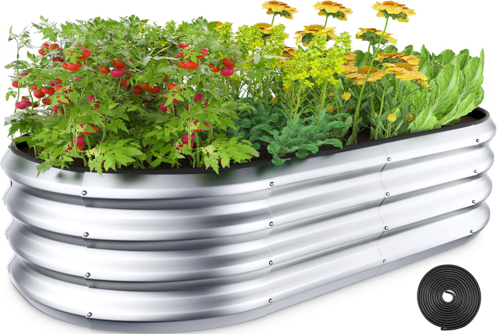 Winpull Raised Garden Bed Kit, 4x2x1 ft Galvanized Planter Box Outdoor ...