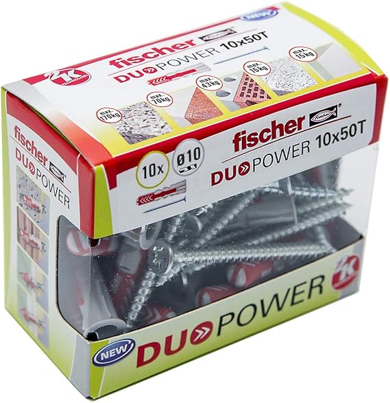 Fischer 536392- Taco Duopower 10X50 T, caja brico con 10 unidades ...