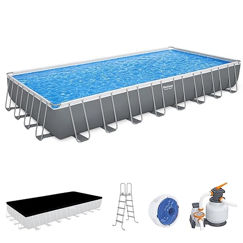 Bestway Power Steel 31' 4" x 16' x 52" Rectangular Metal Frame Above ...