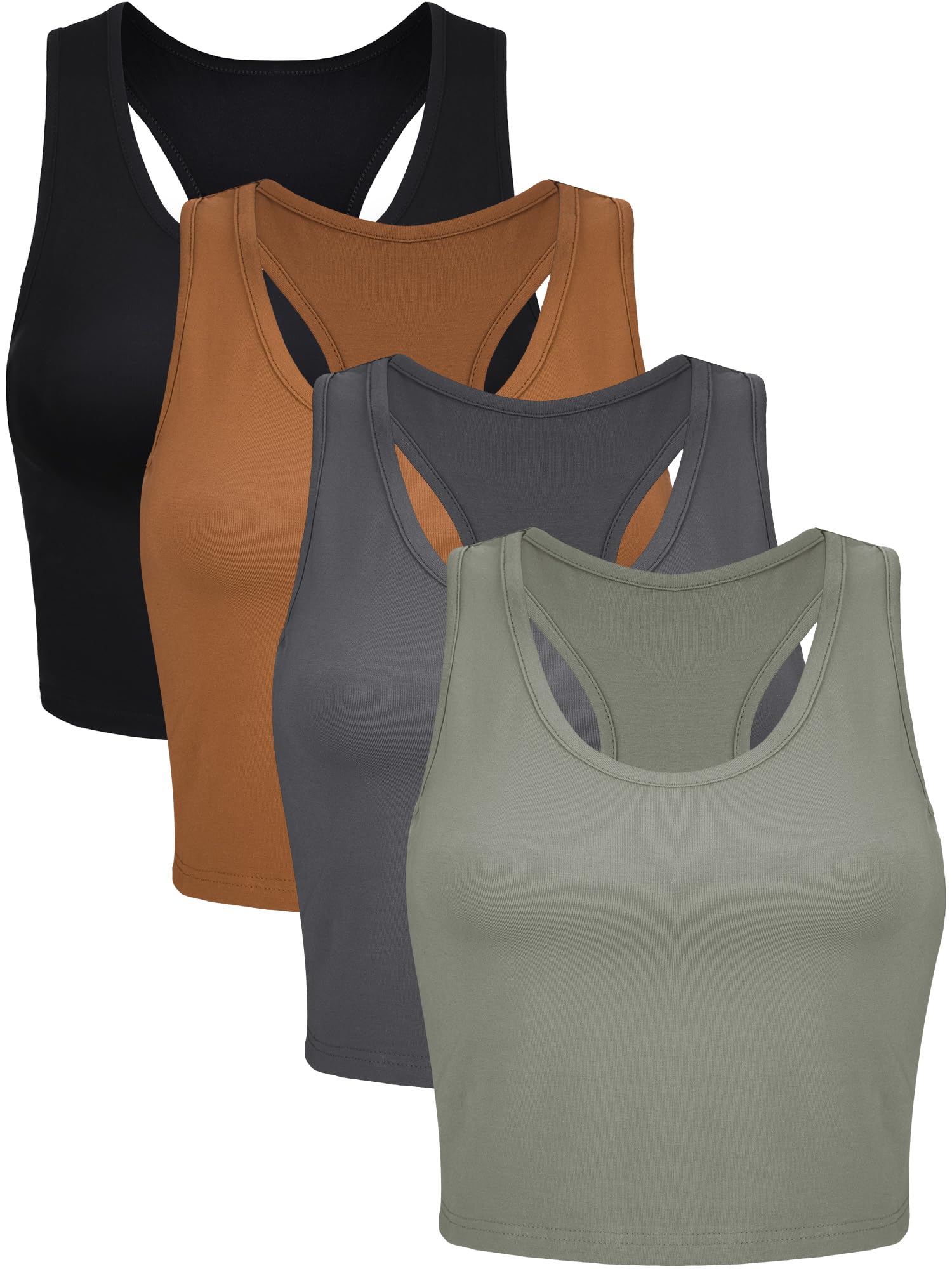 Geyoga 4 Pieces Basic Crop Tank Top Sleeveless Racerback Crop Tank Top ...