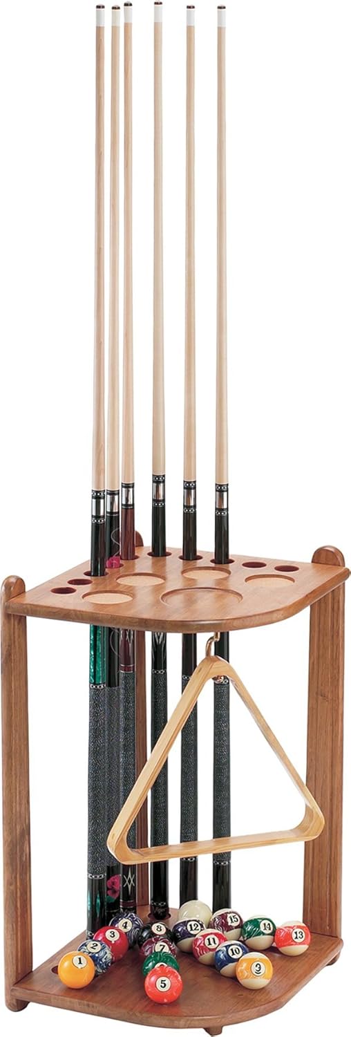 Viper Hardwood Corner Floor Billiard/Pool Cue Rack, Holds 10 Cues, Oak ...