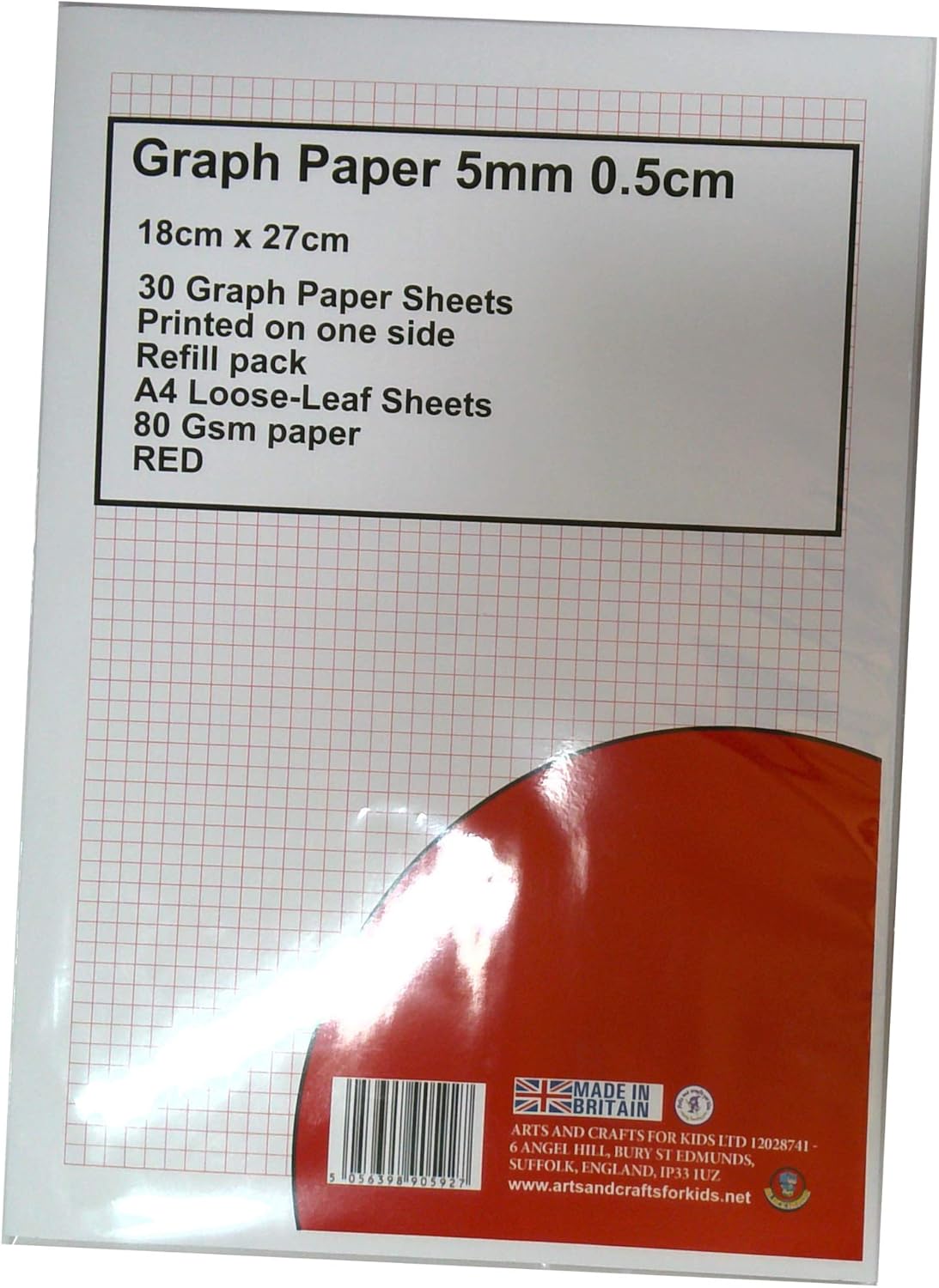 Graph Paper 5mm 0.5cm 30 Red Graph Paper Sheets Printed On One Side ...