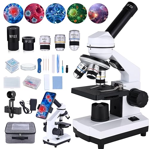 Poothoh Monocular Microscope 40X-2000X Dual LED Microscopes with ...