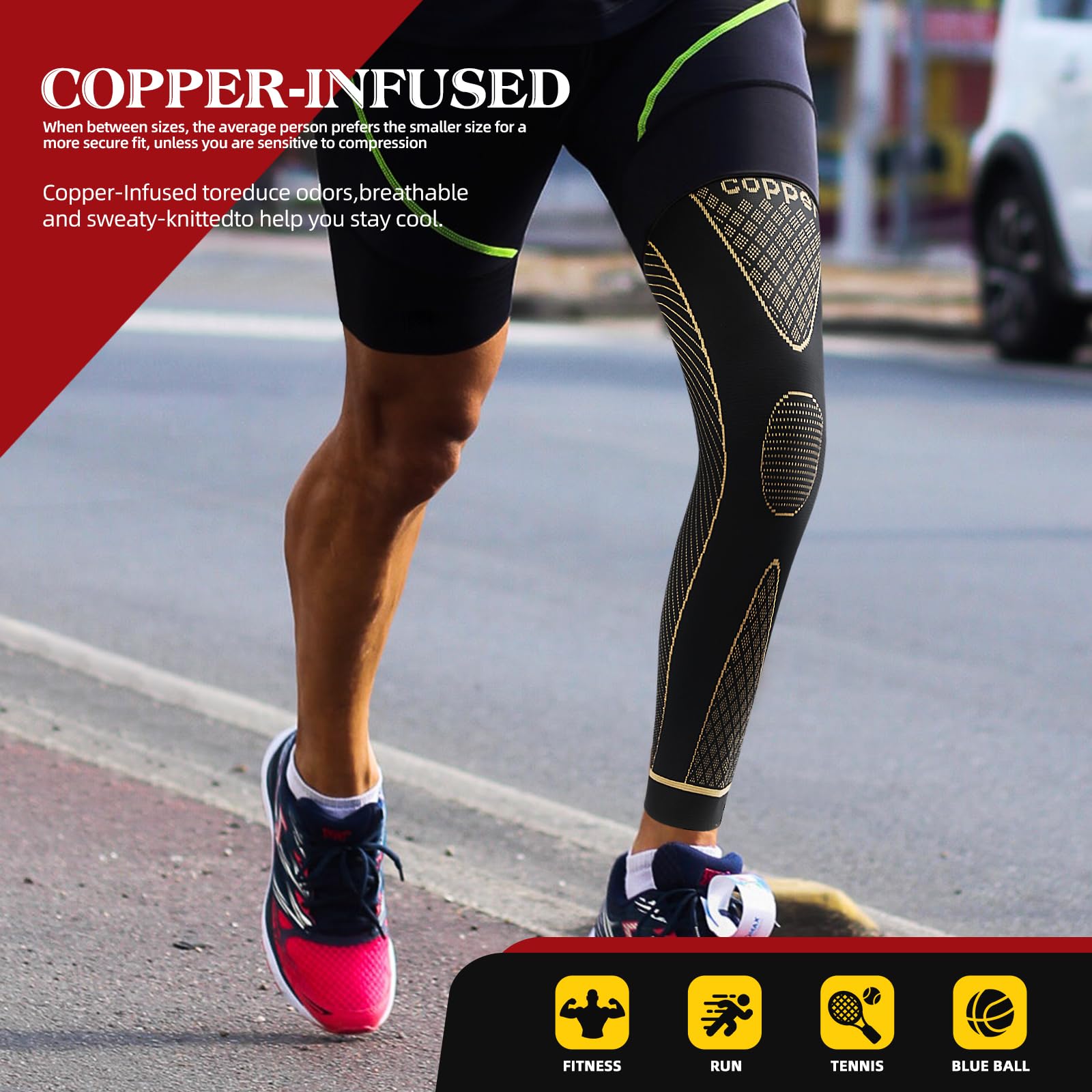 Mua SKDK Copper Full Leg Sleeves Long Compression Leg Sleeve Knee ...