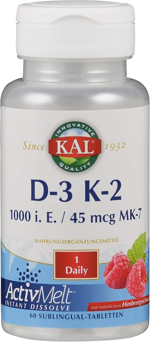 Amazon.com: Kal 1000 Iu D-3 & K2 Tablets, Raspberry, 60 Count (Pack of ...