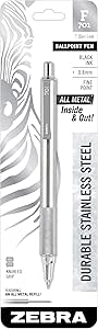 Zebra F-701 Ballpoint Stainless Steel Retractable Pen, Fine Point, 0 ...