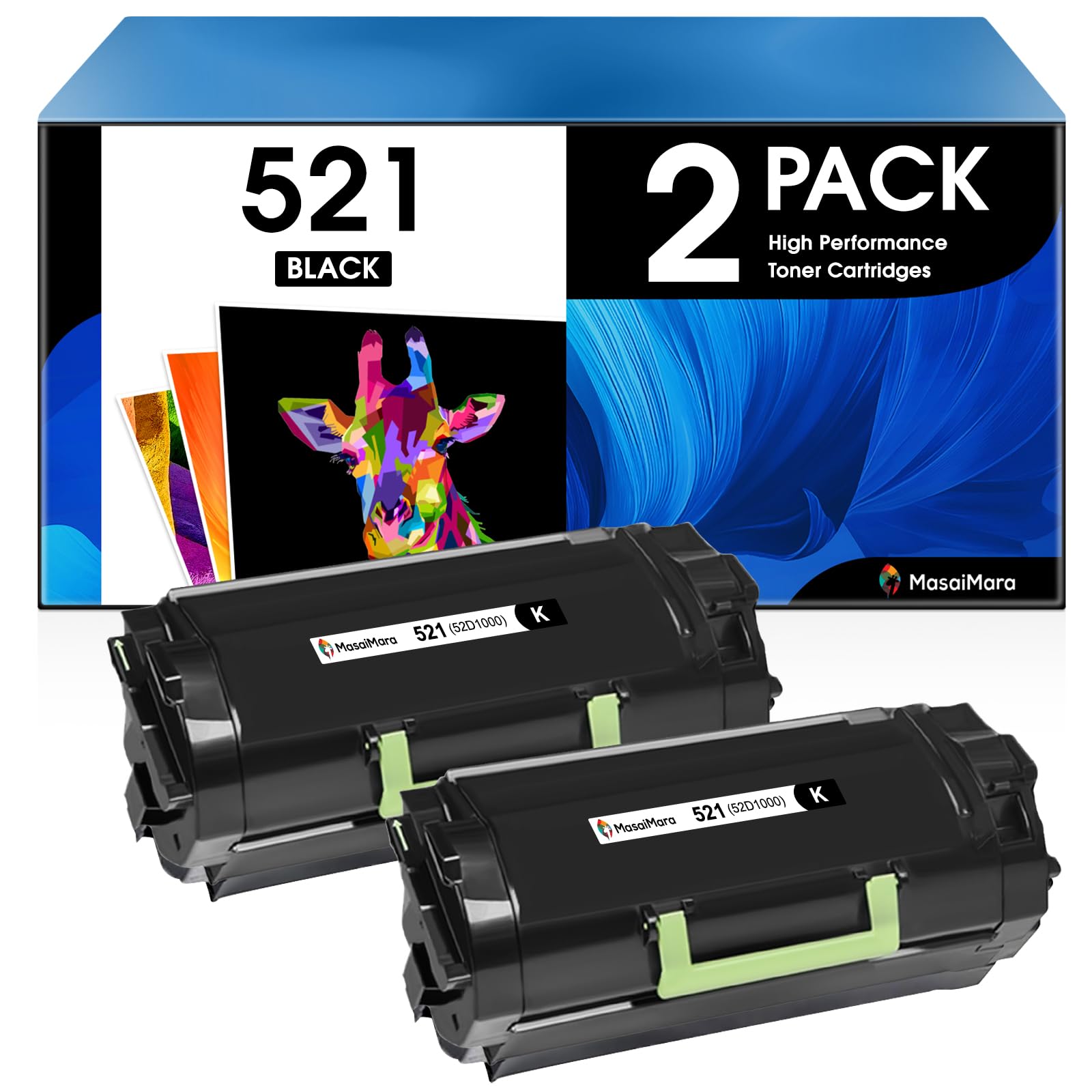 MasaiMara 52D1000 521 Black 2-Pack Compatible Toner Replacement for ...