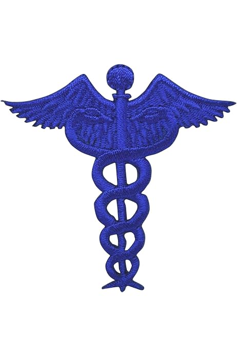 Simbolo Medico Azul Escuro Patch Simbolo Medicina Bastão De Asclépio