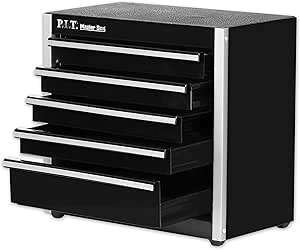 P.I.T. Portable 5-Drawer Micro Roll Cab Steel Tool Box, Black Hand ...