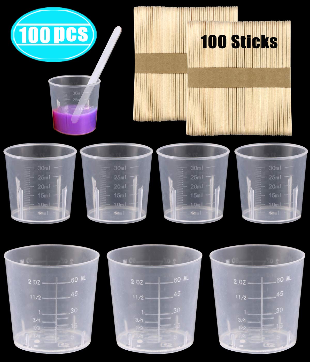 Buy Owevvin 50 Pack 30ml/1oz Plastic Graduated Cups & 50 Pack 60ml/2oz ...