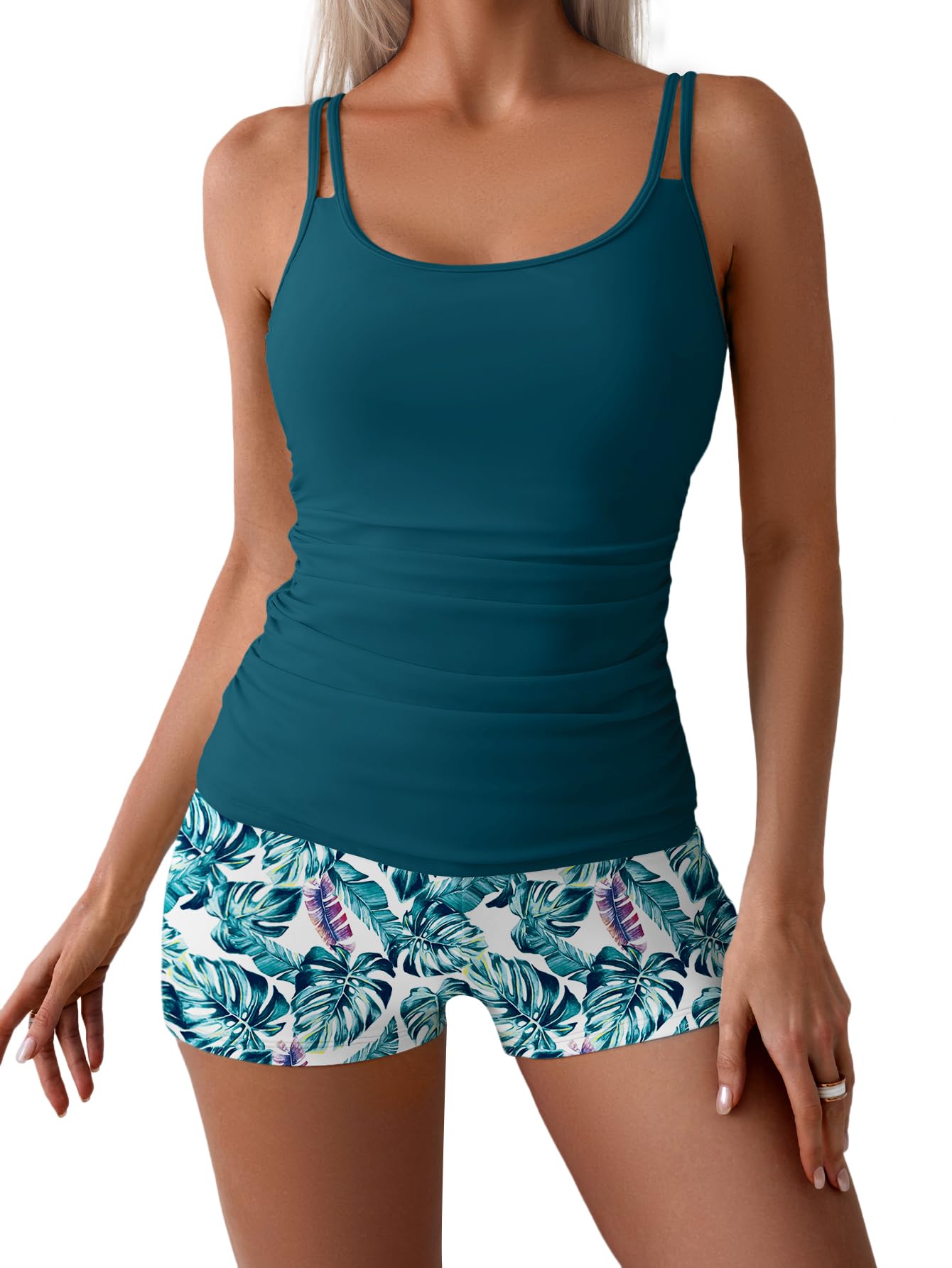 Eomenie Women's Swimsuit Tankini Set Modest Tummy Control Slimming ...