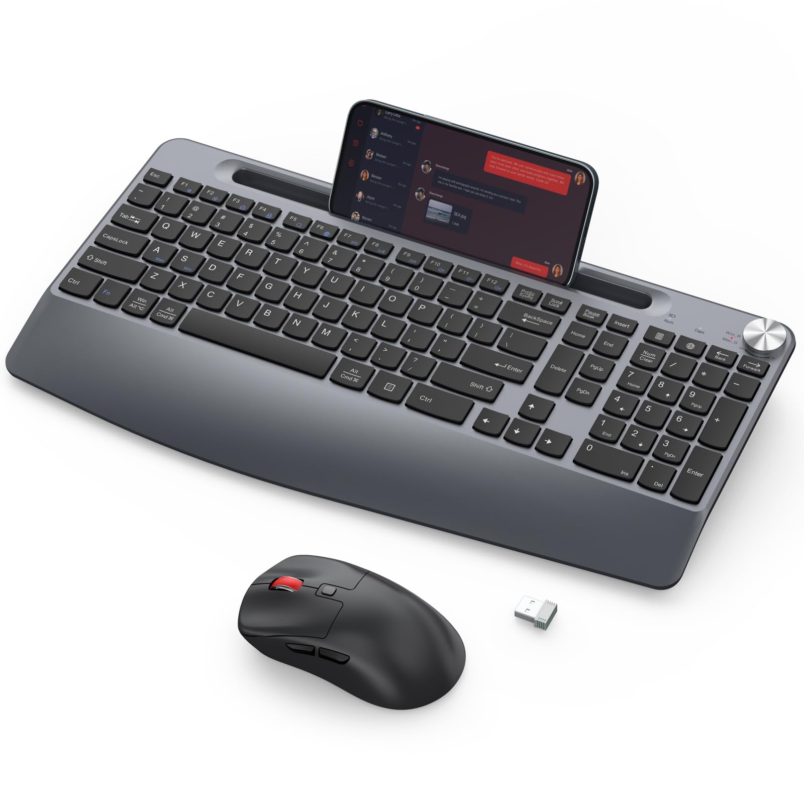 Mua Wireless Keyboard And Mouse Full Sized Ergonomic Keyboard With Wrist Rest Phone Holder