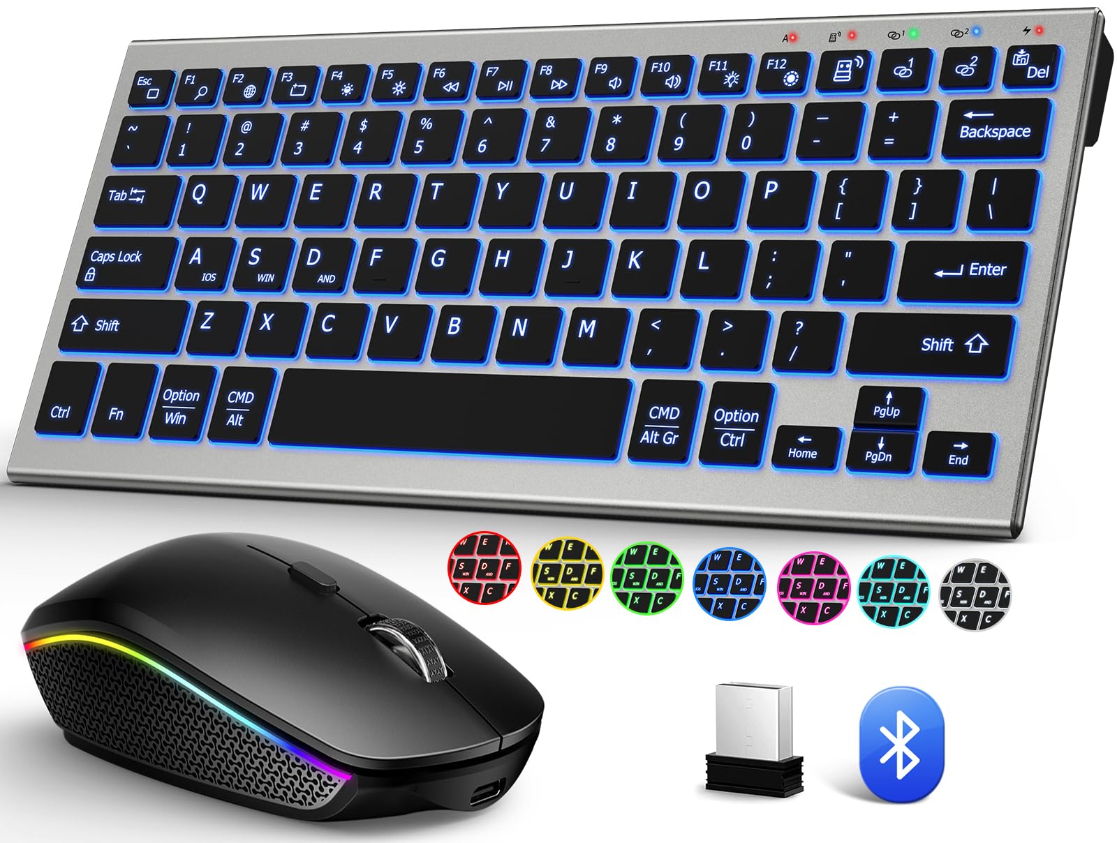 FENISIO Wireless Bluetooth Keyboard and Mouse, Slim Compact Wireless ...