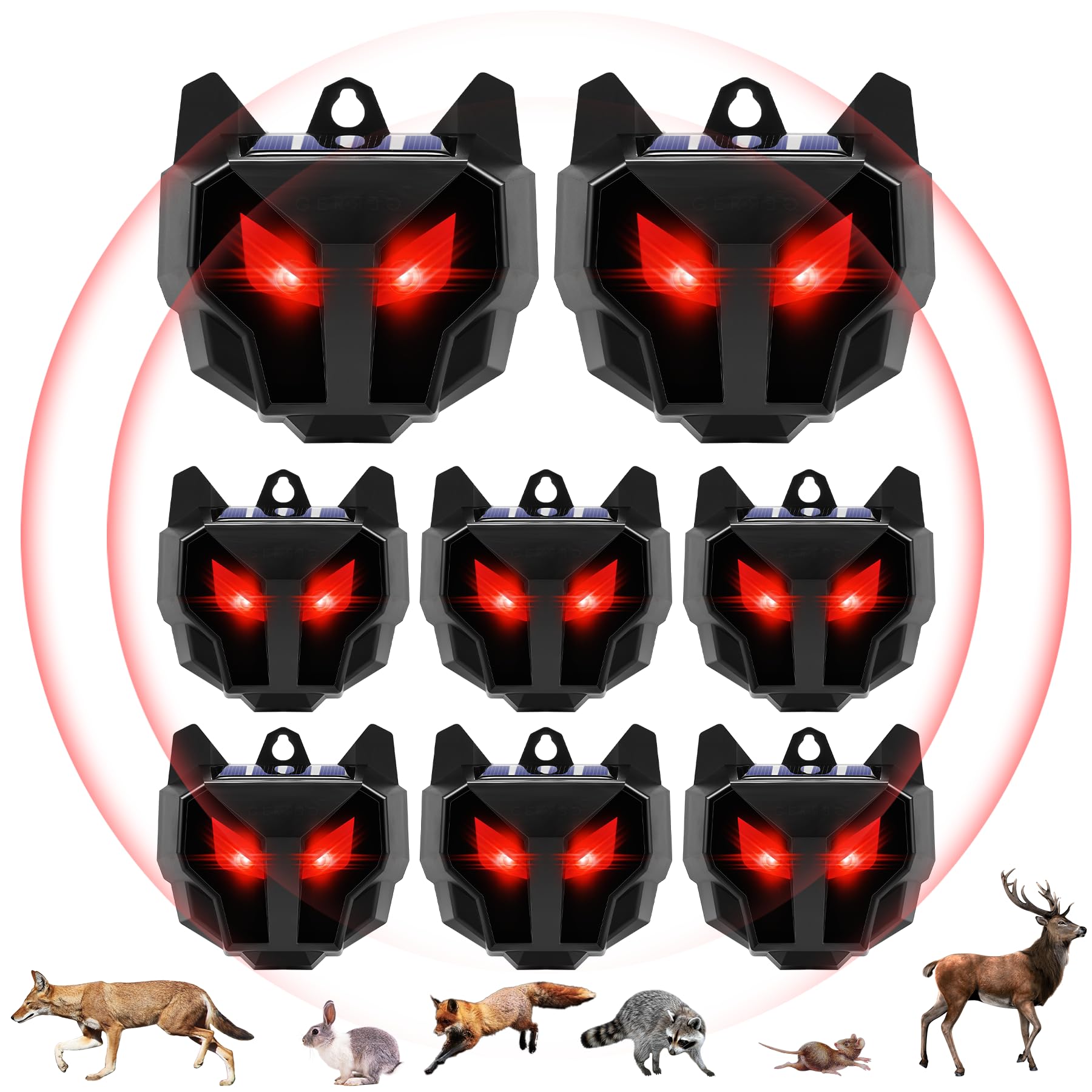 8 Packs Upgraded Solar Animal Repeller Coyote Deterrent with Flashing ...