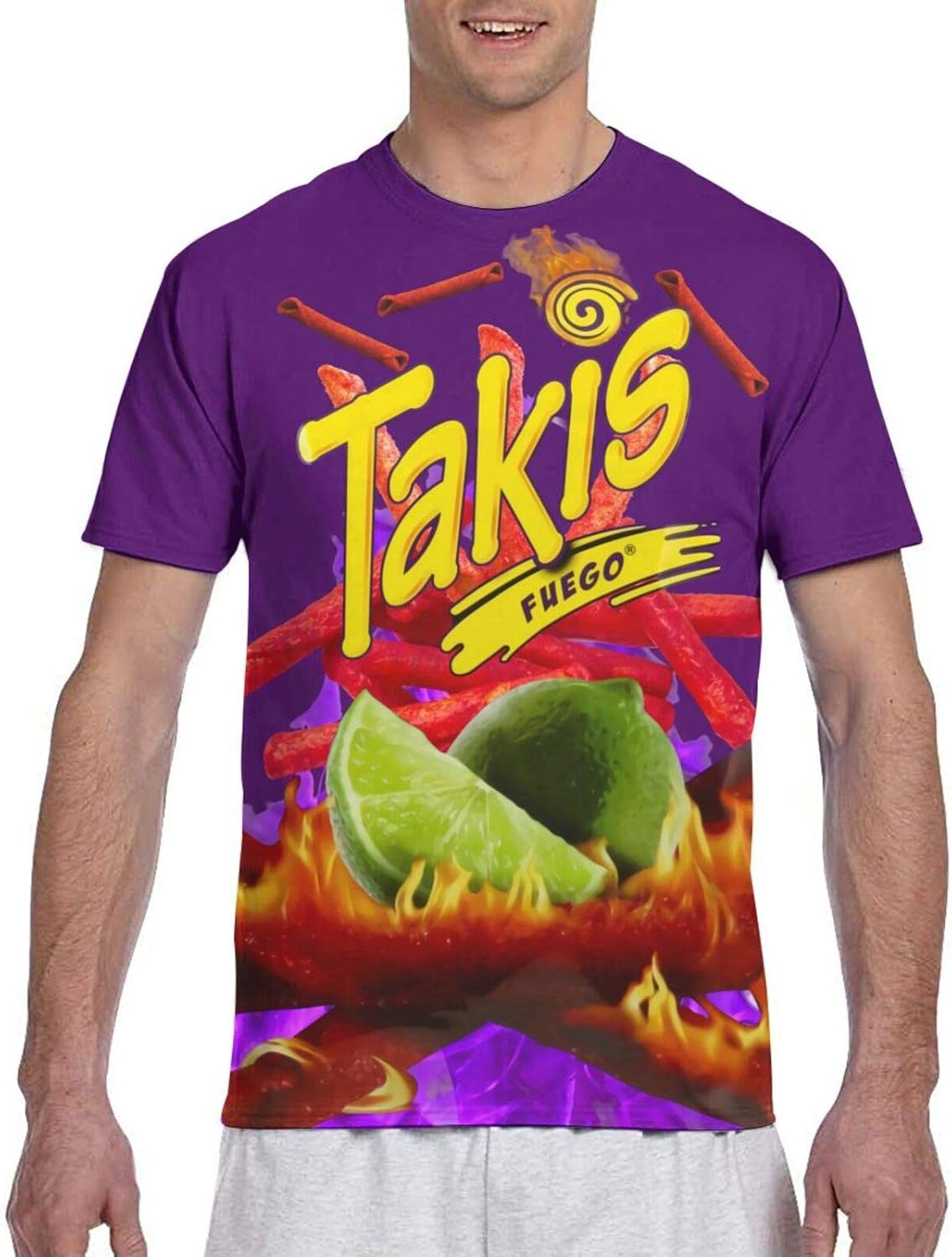 GIPHOJO Men's Takis Trend Style Crewneck Short Sleeve Double-Sided 3D ...