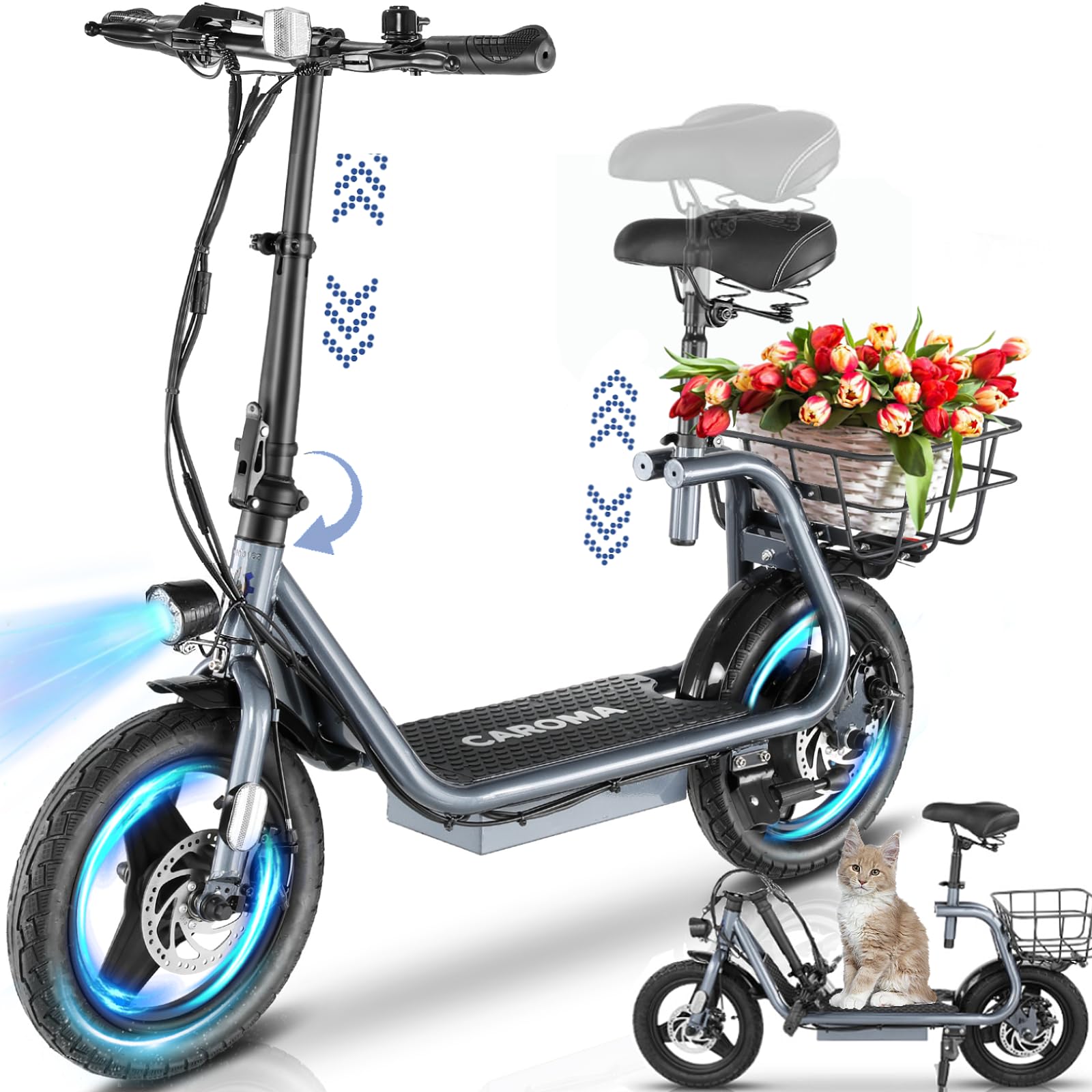 Caroma Peak 560W Electric Scooters for Adults, 14" Tire,188Wh Battery ...