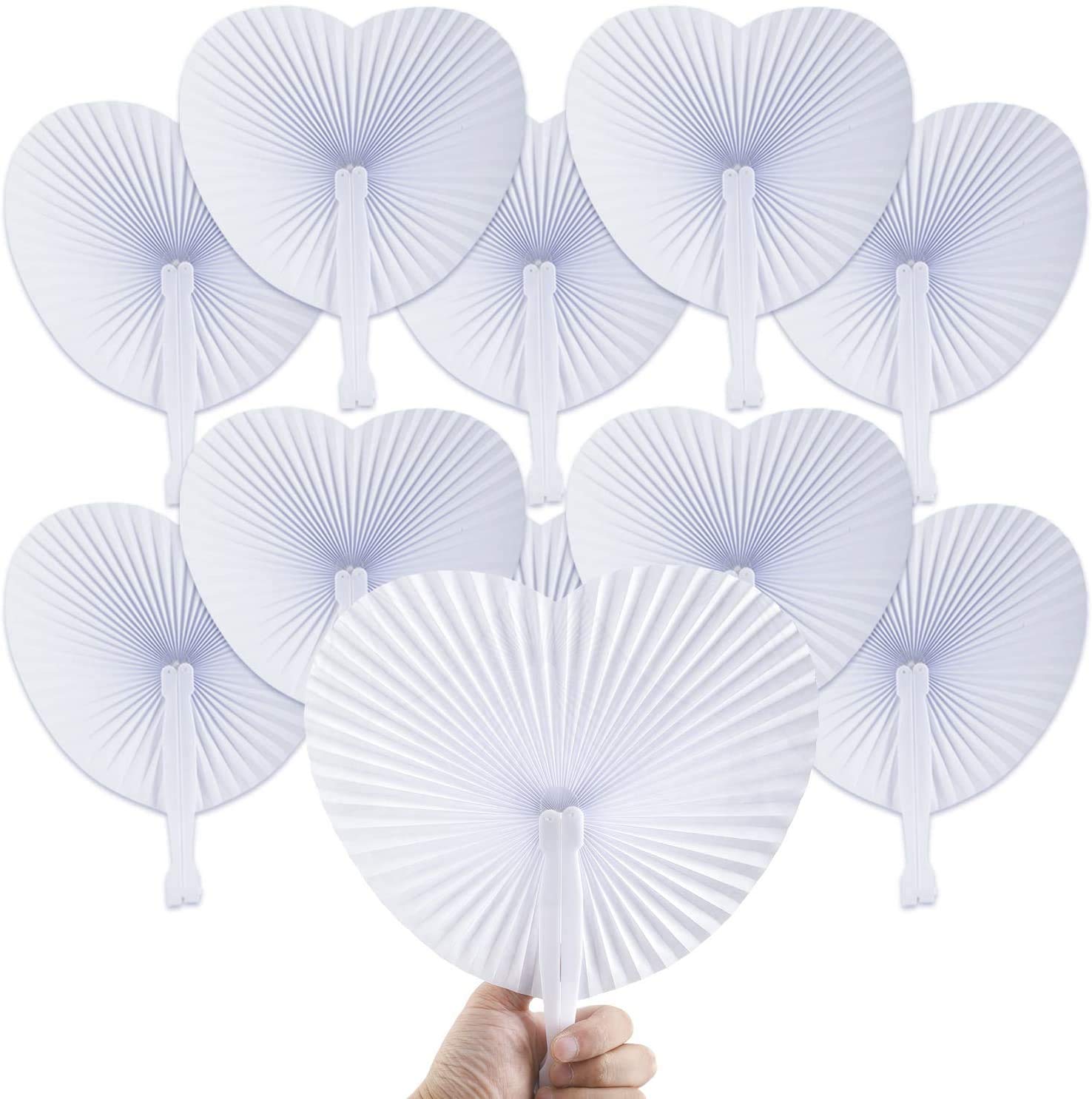 Bestage 150 Pieces Paper Fans,White Bulk Folding Foldable Hand Handheld ...