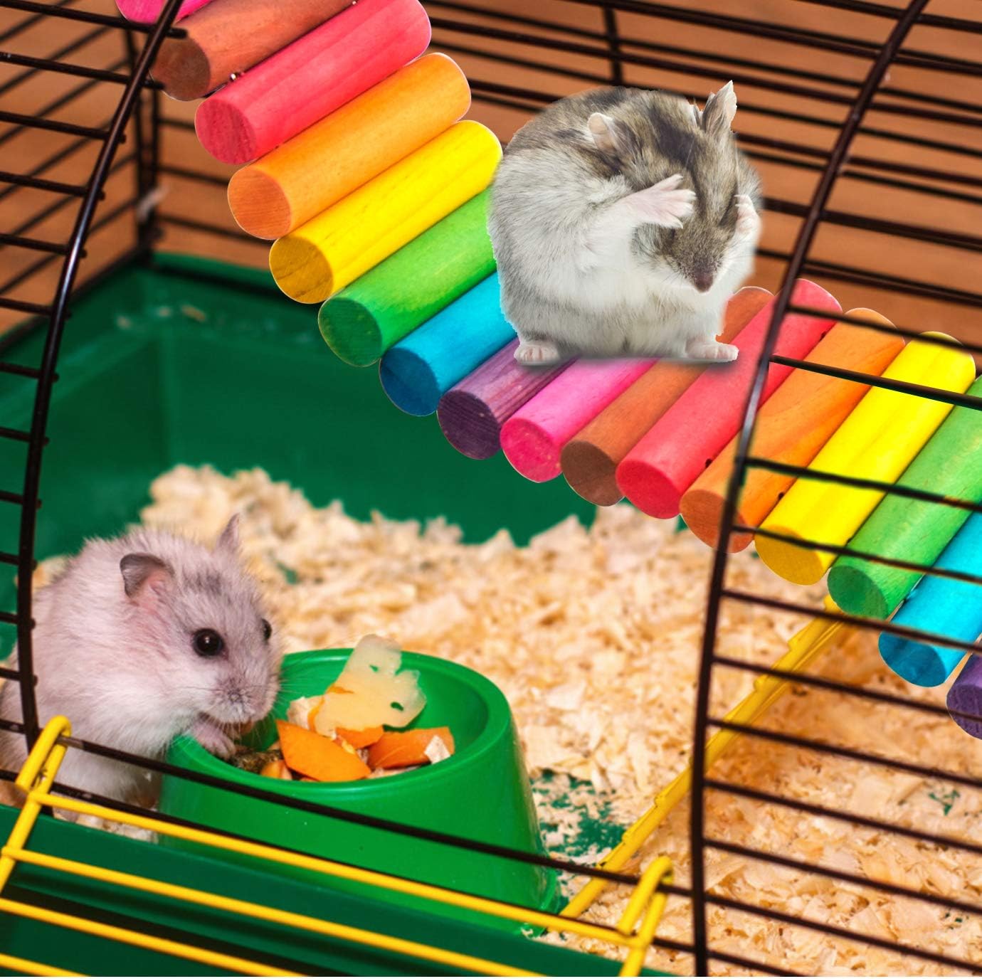 KONUNUS 2 Pieces Wooden Hamster Bridge Hamster Climbing Bridge Ladder ...